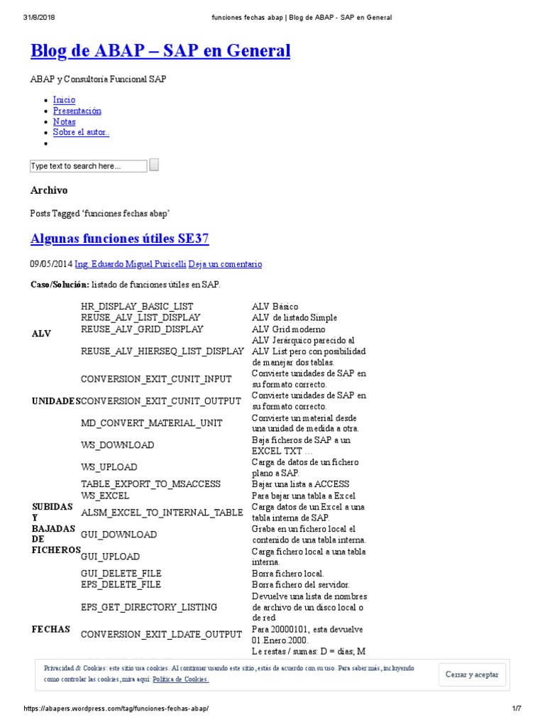 Funciones Fechas Abap - Blog de ABAP - SAP en General | PDF
