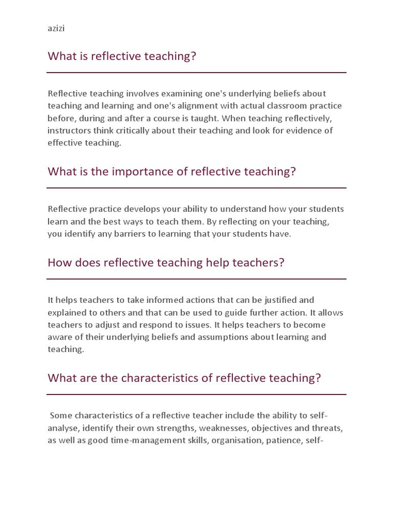 Reflective Teaching Download Free Pdf Reflective Practice Cognition