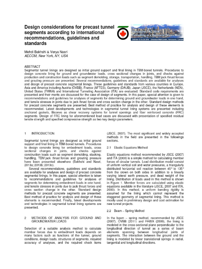 Design Considerations For Precast Tunnel Segments According To ...
