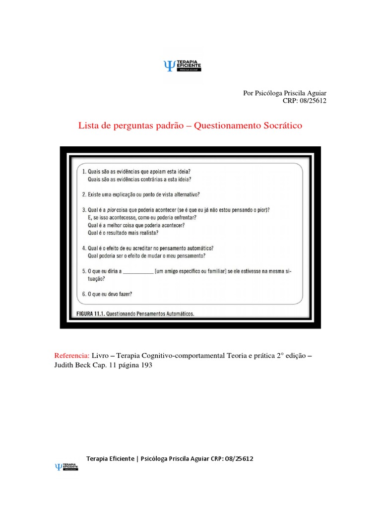 Perguntas Padrão (Questionamento Socrático) | PDF