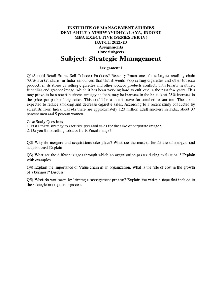 Core Subjects Assignments | PDF