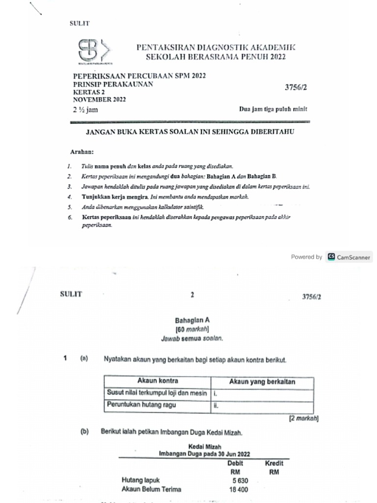 2022 SBP Prinsip - Perakaunan K2 | PDF