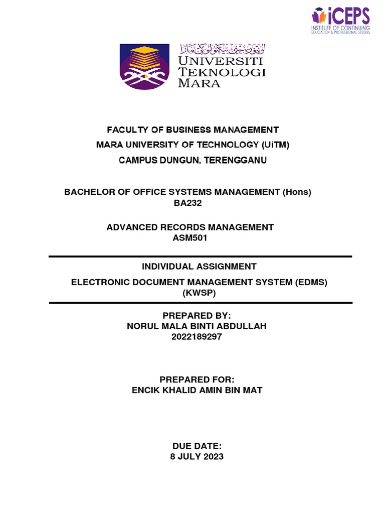 Individual Assignment Edms Pdf Image Scanner Records Management 