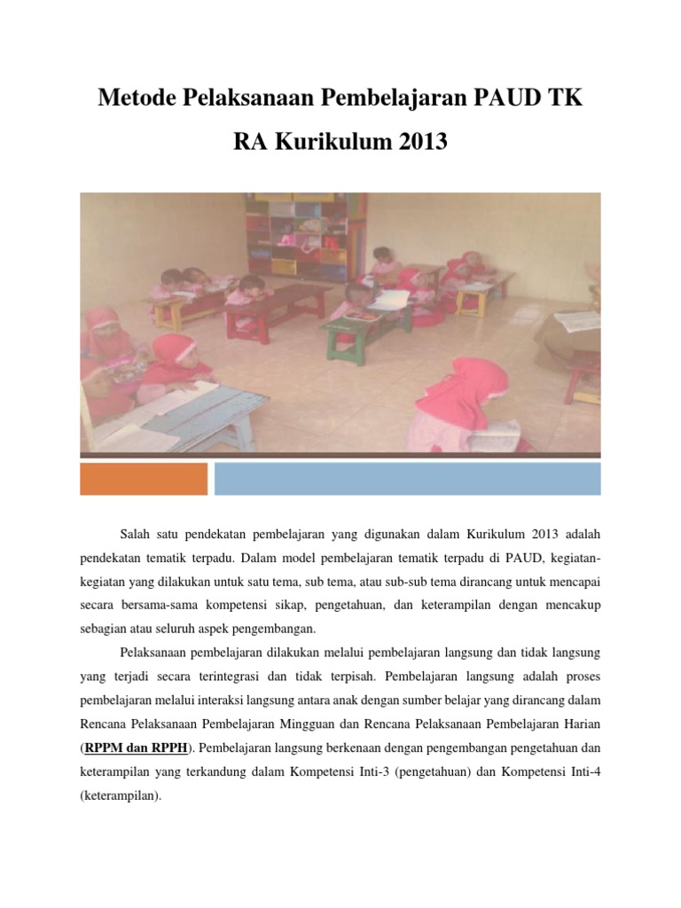 Pembelajaran PAUD Kurikulum 2013 | PDF