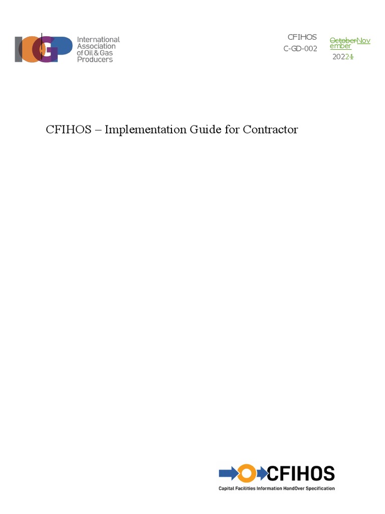 V.1.5.1 CFIHOS Implementation Guide For Contractor | PDF | Technology & Engineering