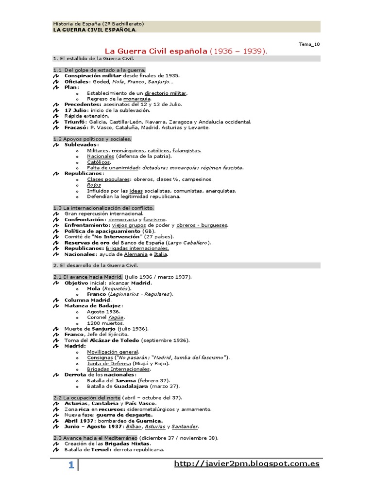 ESQUEMA Tema 14 | PDF | guerra civil Española | Francisco franco