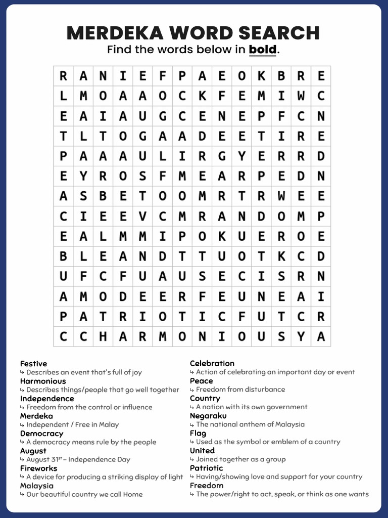 Merdeka Word Search | PDF