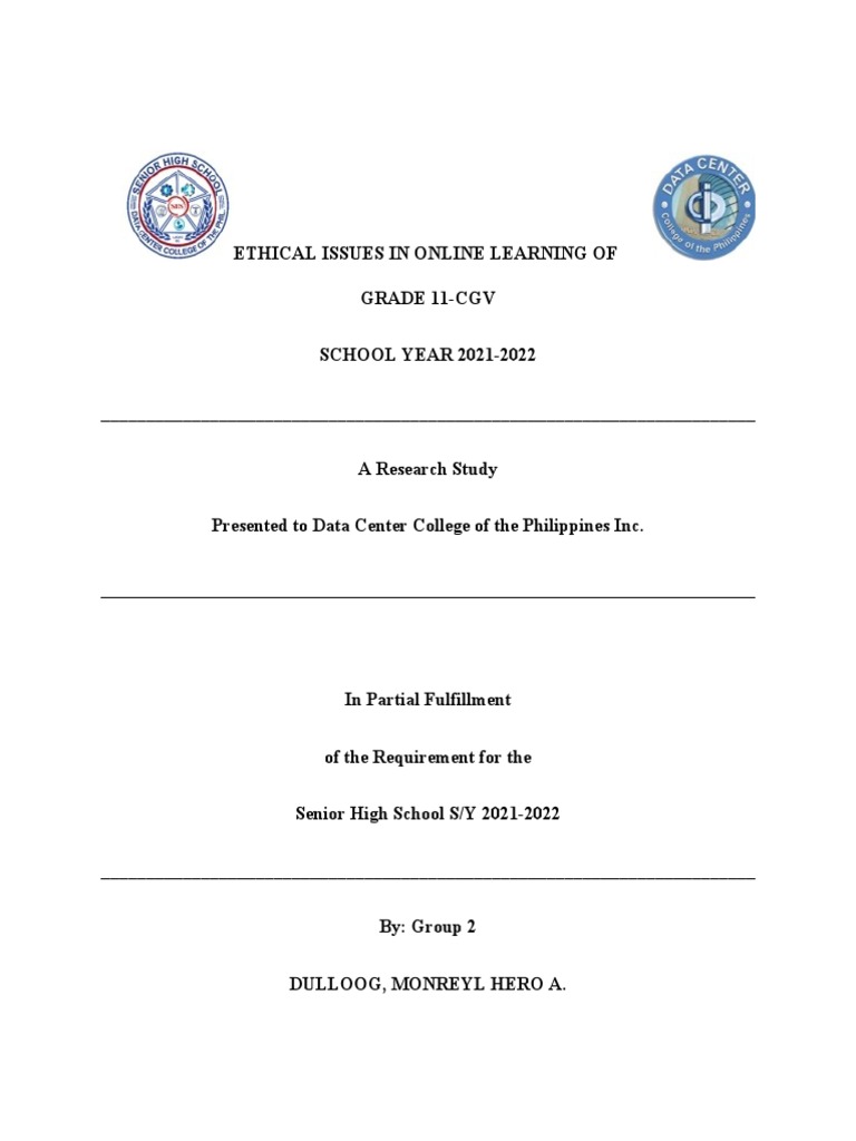 Ethical Issues in Online Learning of Grade 11 | PDF | Educational ...