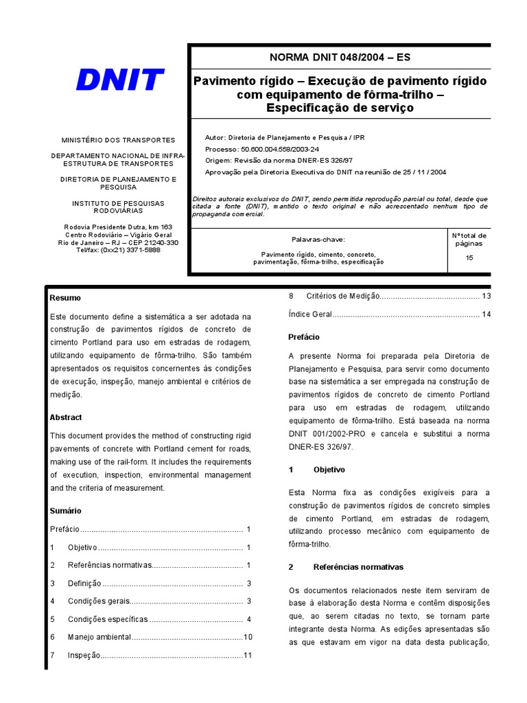 Execução de Pavimentos Rígidos DNIT | PDF | Concreto | Cimento