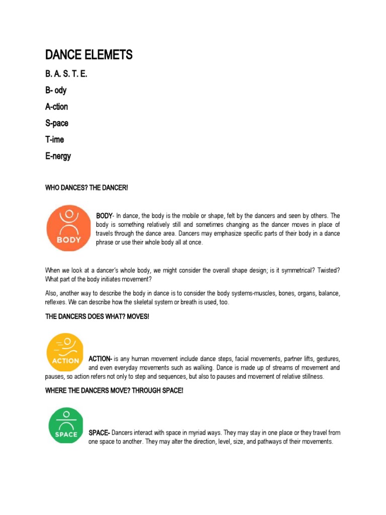 Elements of Contemporary Dance Explained | PDF | Language Arts & Discipline