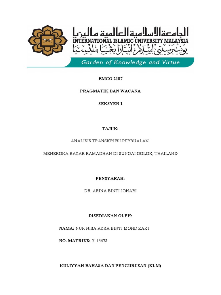 Esei Analisis Transkripsi Perbualan - BMCO 2107 | PDF