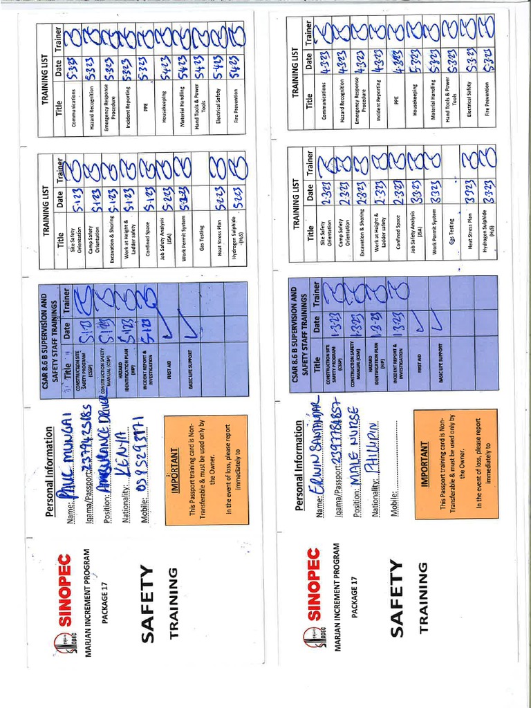 Training Passport | PDF