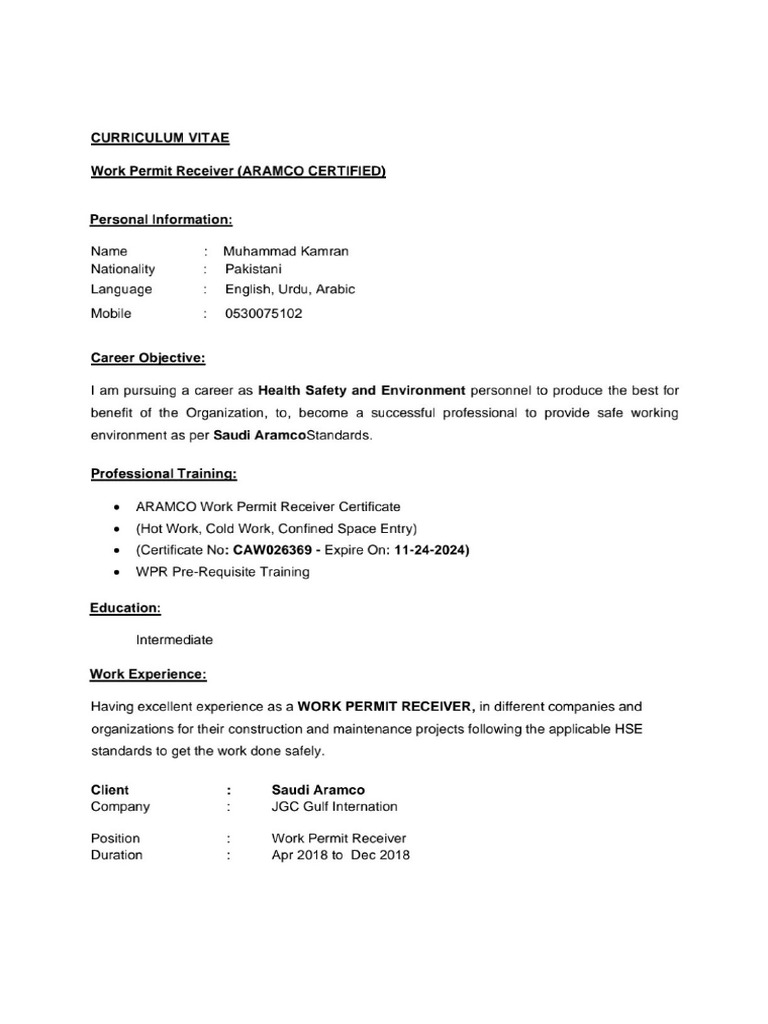 Kamran Aramco WPR | PDF