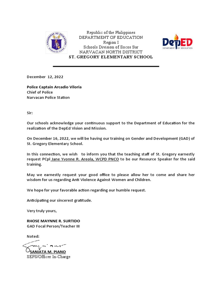 Letter Request For Guest Speaker in Gad | PDF