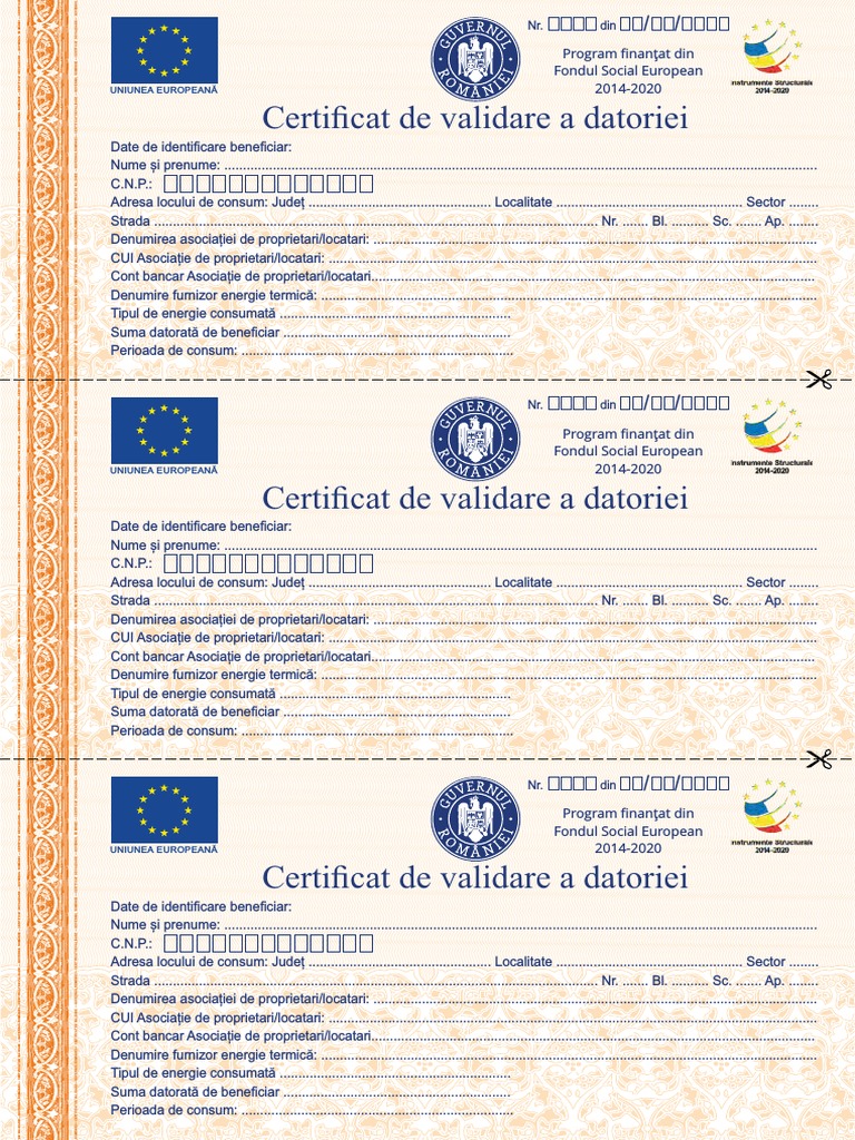 Posta Romana - Certificat de Validare Carduri de Energie MIPE | PDF