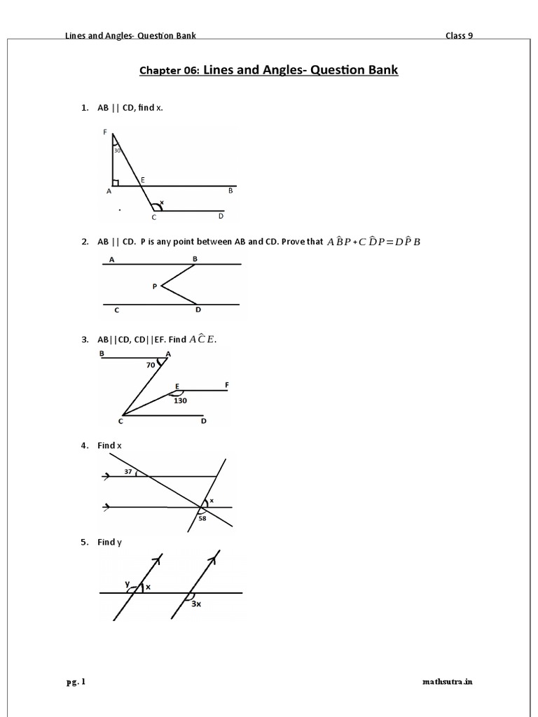 Class 9 Geometry Question Bank | PDF | Angle | Euclidean Plane Geometry