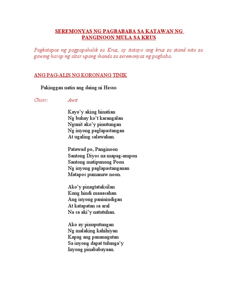 Pasyon Sa Pagbaba Sa Krus | PDF