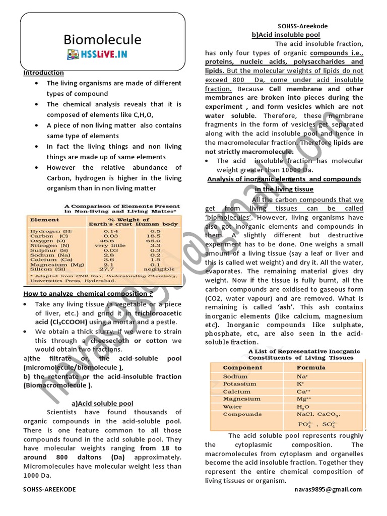Biomolecule Composition Analysis | PDF | Enzyme | Metabolism