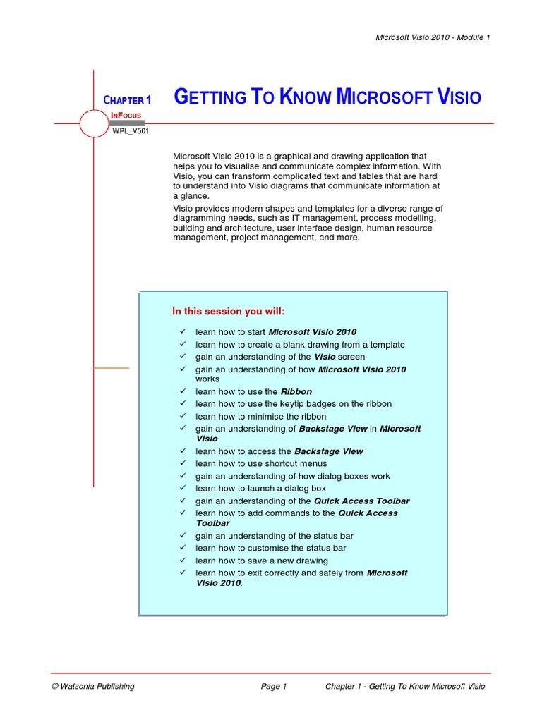 01 Getting To Know Microsoft Visio | PDF | Window (Computing) | Menu (Computing)
