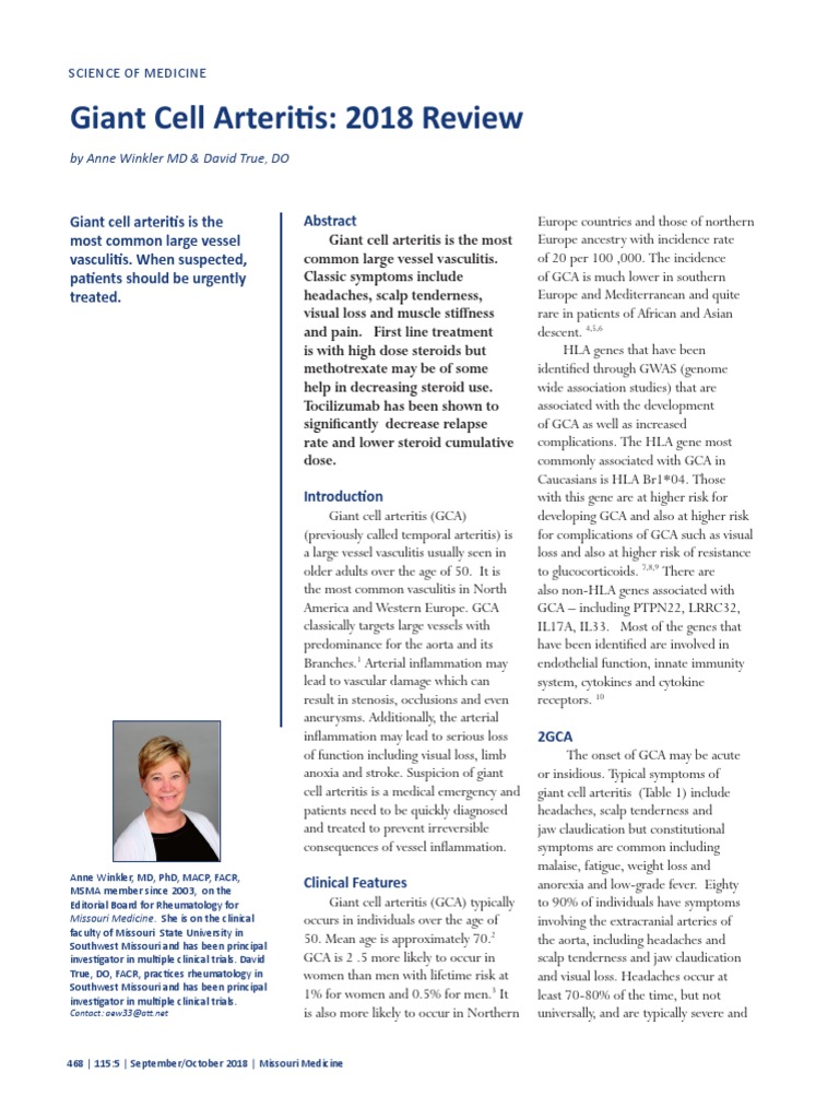 Giant Cell Arteritis 2018 Review | PDF
