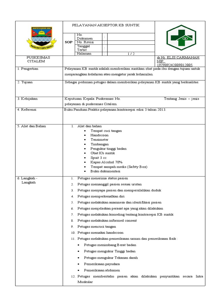 Sop KB Suntik 3 Bulan | PDF | Sains & Matematika