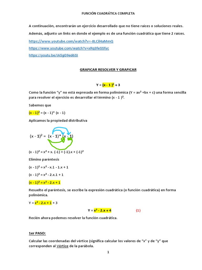 Ejercicio Resuelto de Función Cuadrática | PDF | Álgebra | Matemática Elemental