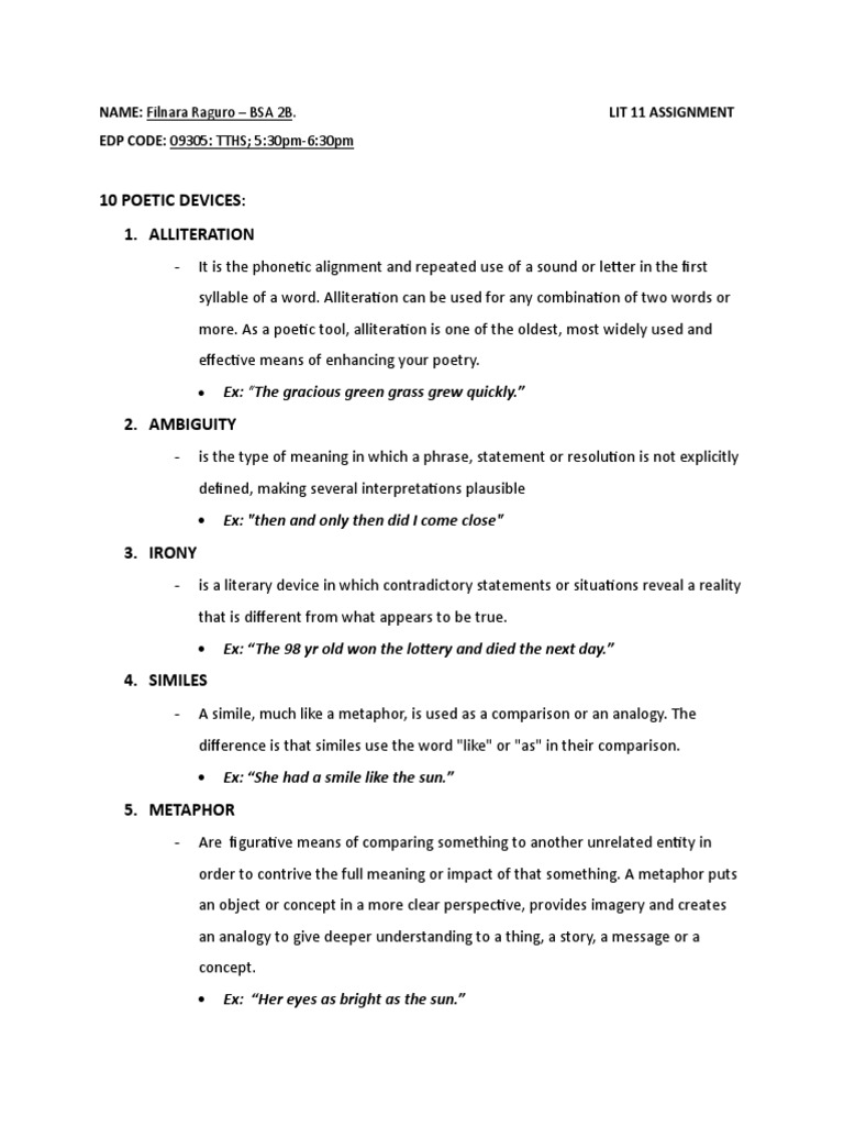 10 Poetic Devices | PDF | Poetry | Metaphor