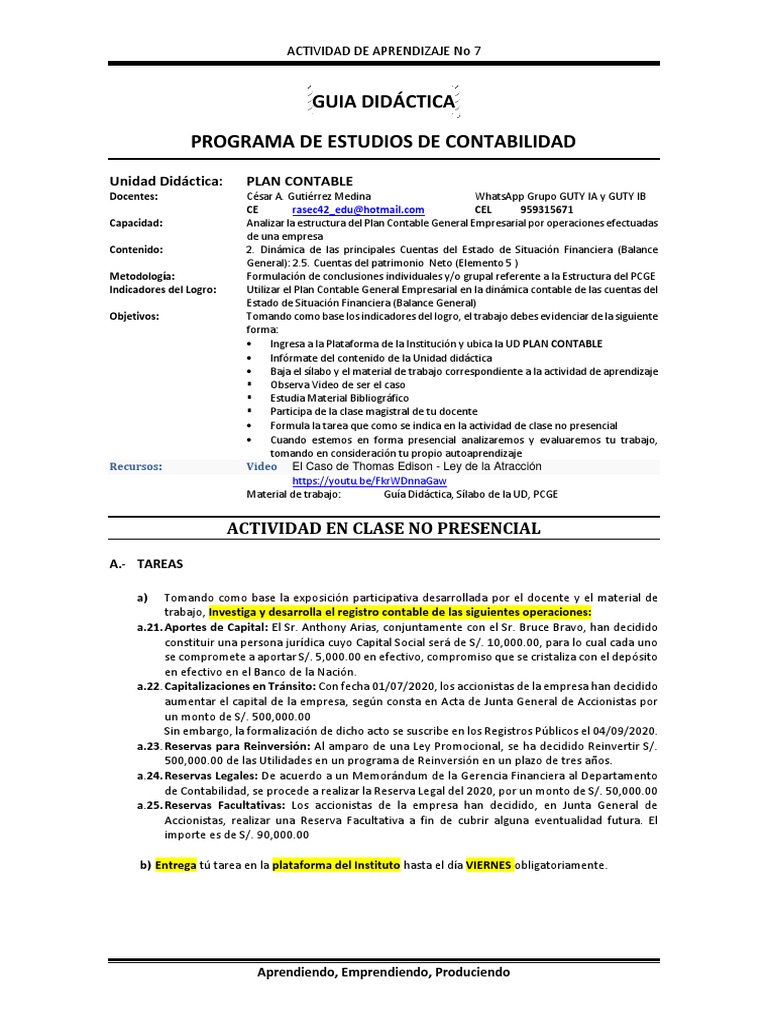 Guia Didáctica Ada 7 PC 2023 1 | PDF | Contabilidad | Business