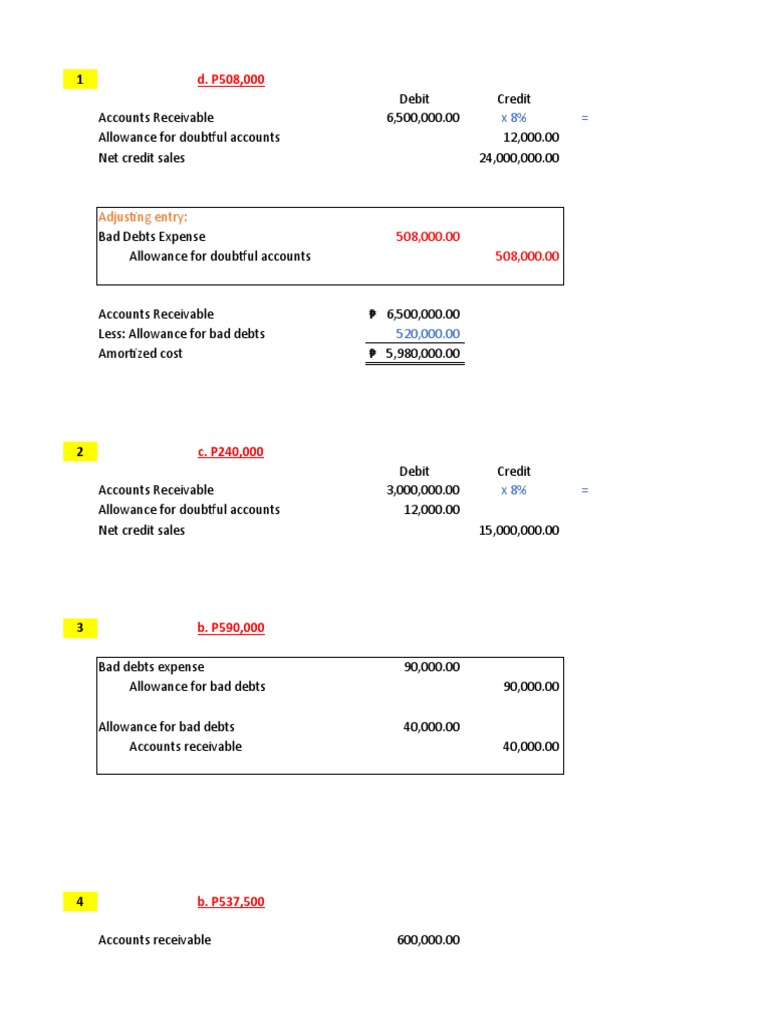 Receivables Practice Solving | PDF | Debits And Credits | Bad Debt