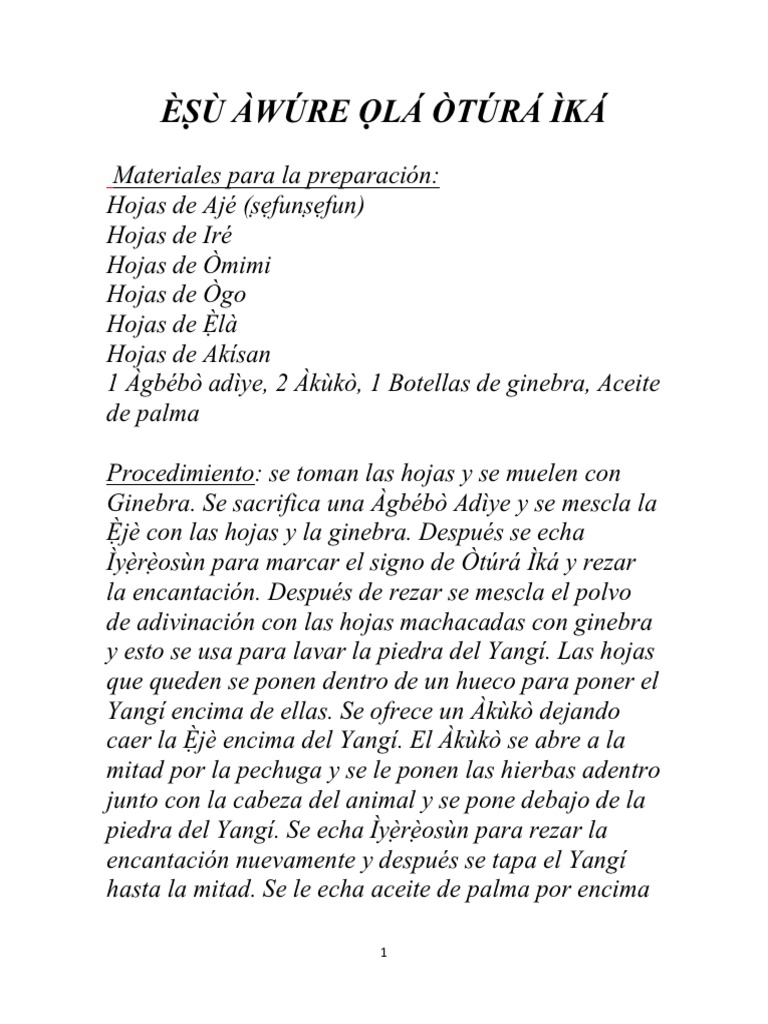 Eṣu Awure Ọla Otura Ika | PDF