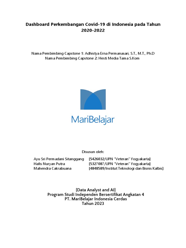 Laporan Capstone Osiris - Dashboard Perkembangan COVID-19 | PDF ...