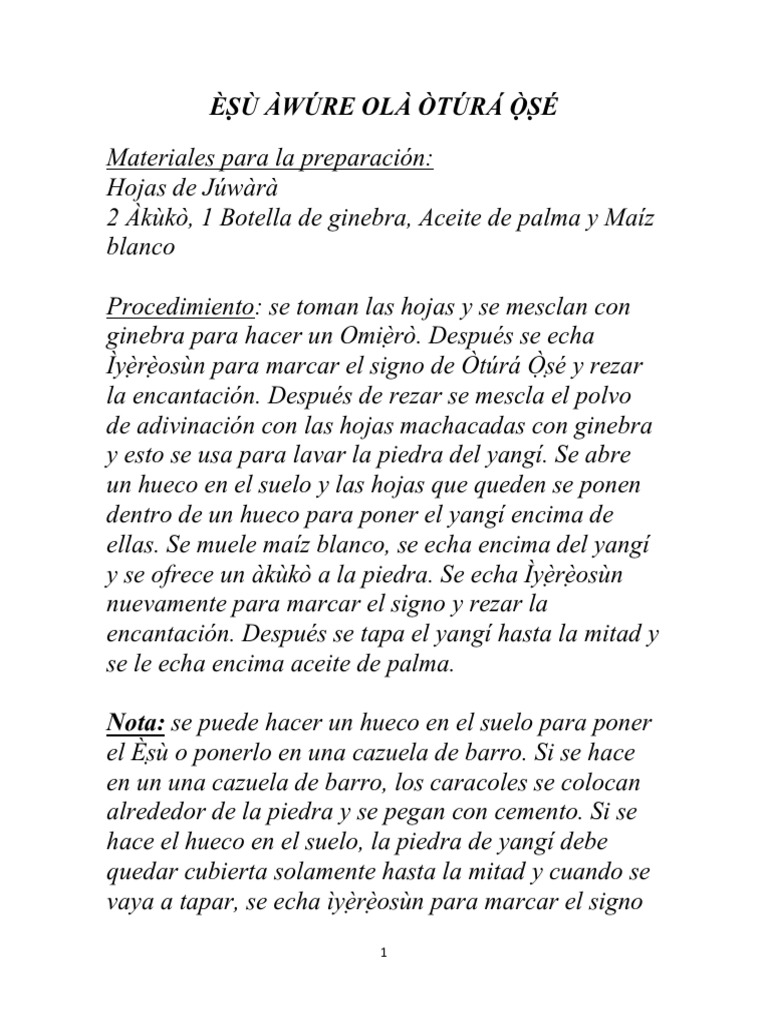 Eṣu Awure Ola Otura Ọṣe | PDF