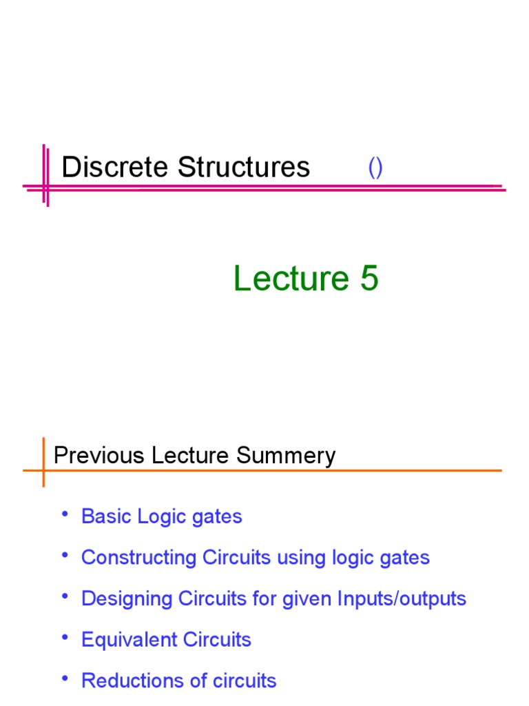 Discrete Structure Lecture 5 | PDF | Logic Gate | Electronic Design