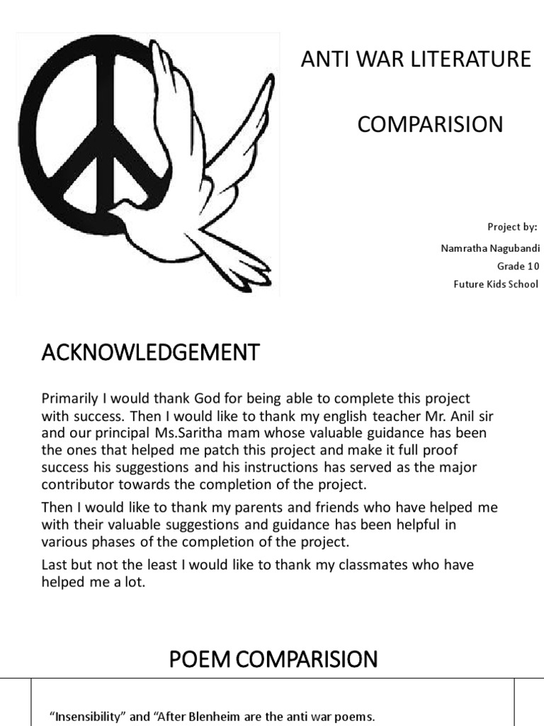 Anti War Literature Project by Namratha.N | PDF