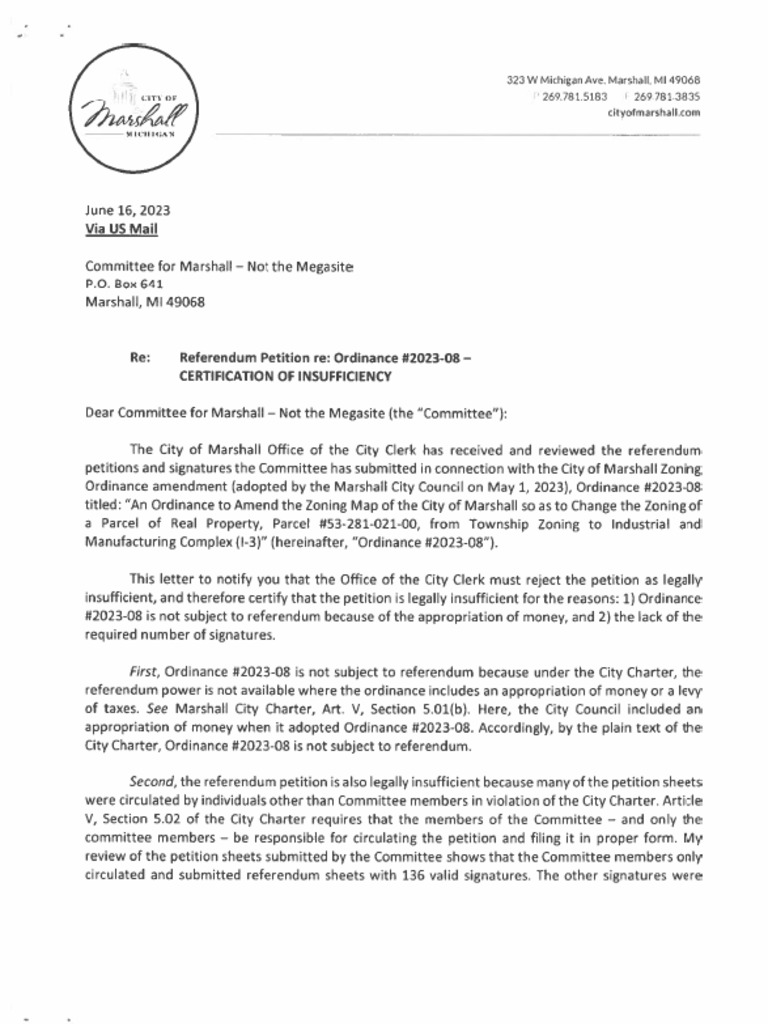 Signed Letter of Insufficiency | PDF