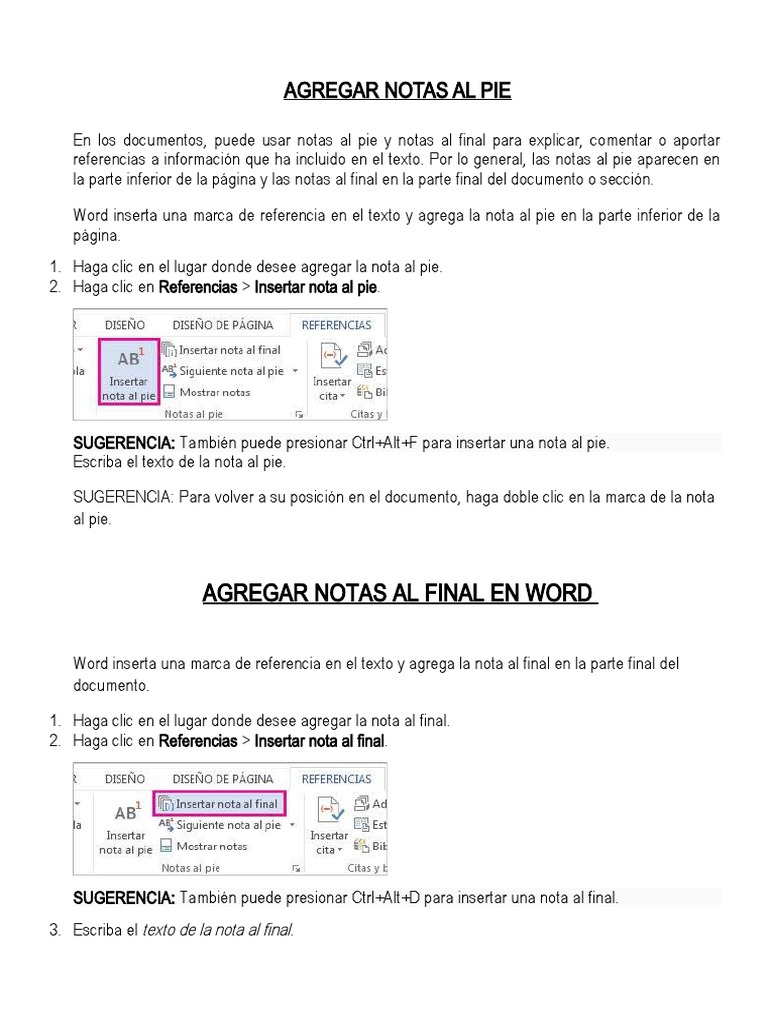 Agregar Notas Al Pie y Notas Al Final en Word | PDF | Microsoft Office ...