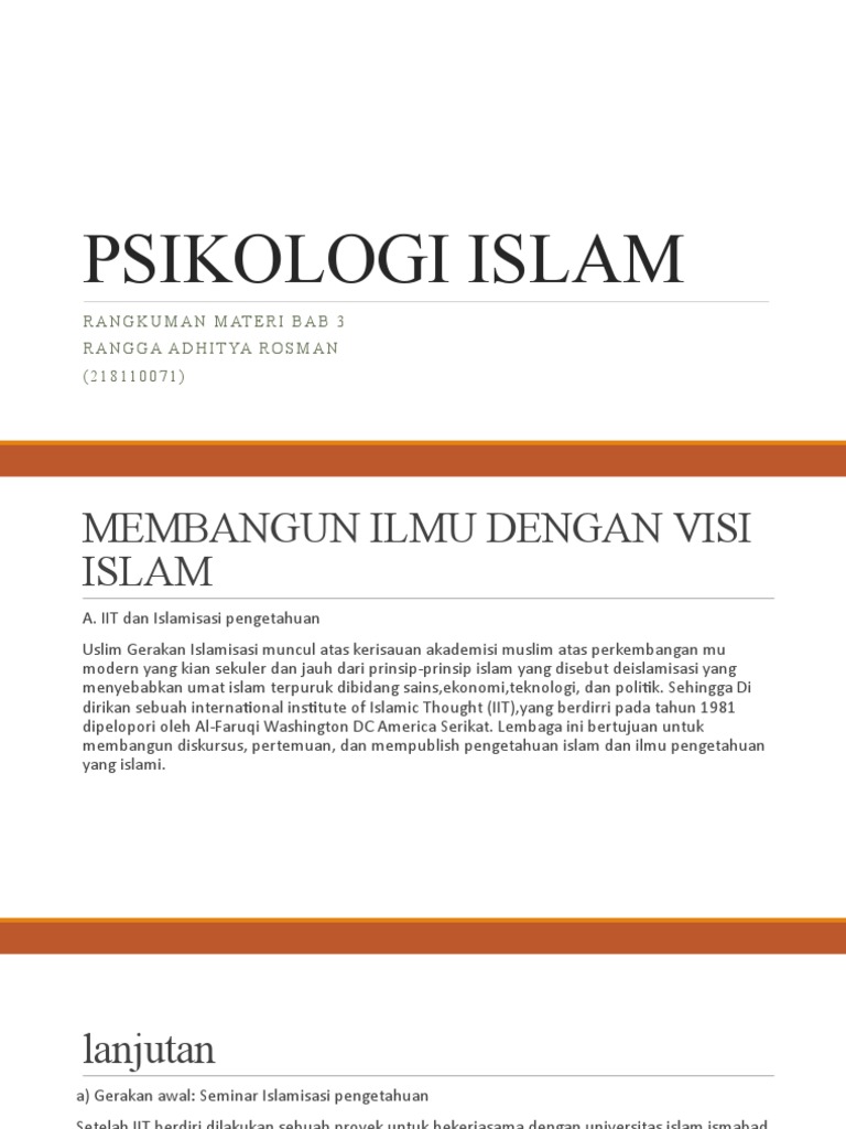 Rangkuman Materi Psikologi Islam | PDF | Ilmu Sosial | Agama ...