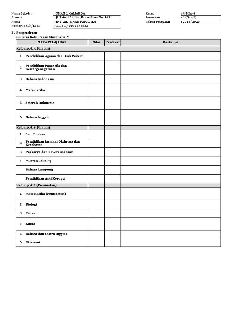 Rapor 1 | PDF | Kesehatan Holistik