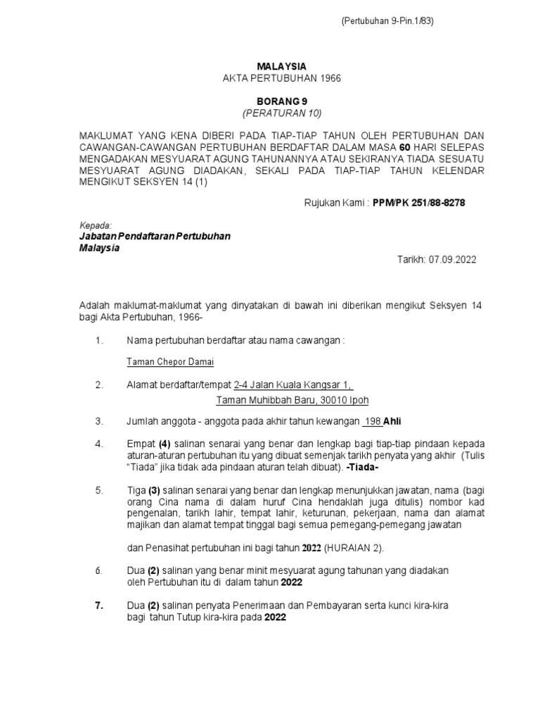 Borang 9 | PDF