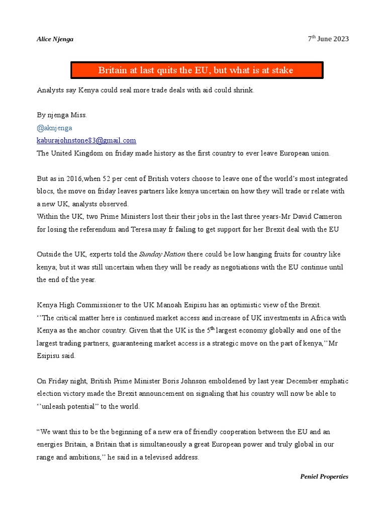 New OpenDocument Text | PDF | Brexit | Kenya