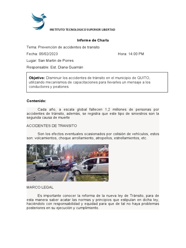 Informe de Charla | PDF | Accidente de tráfico | Peatonal