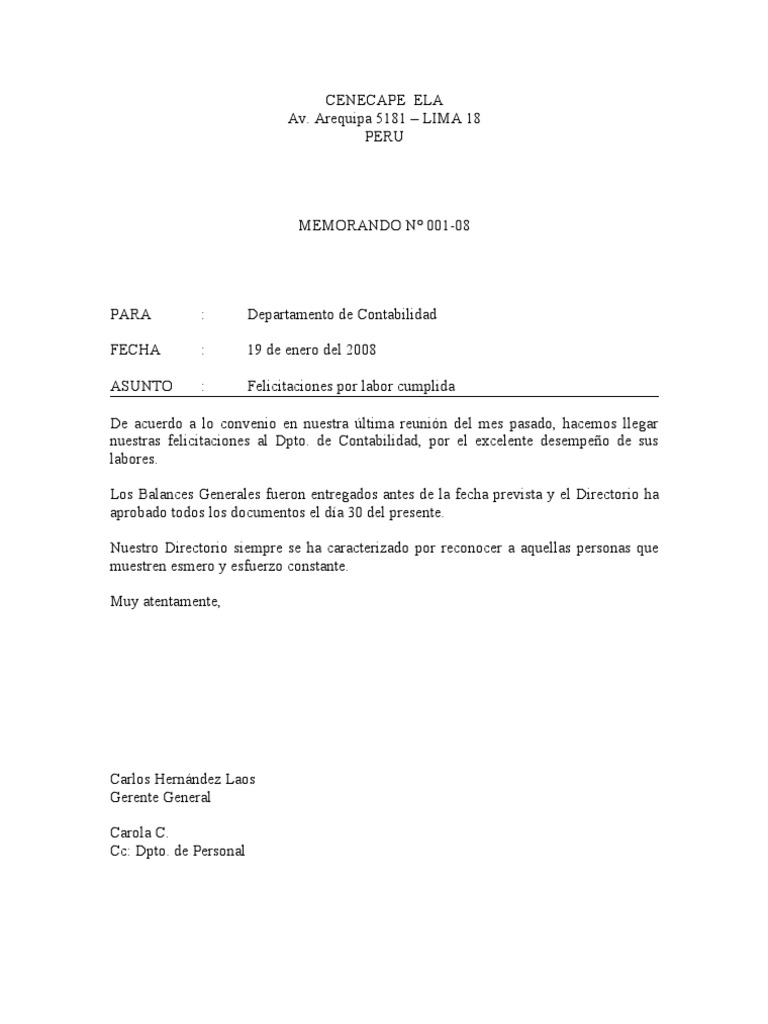 Modelos de Memorando | PDF | Bancos | Contabilidad