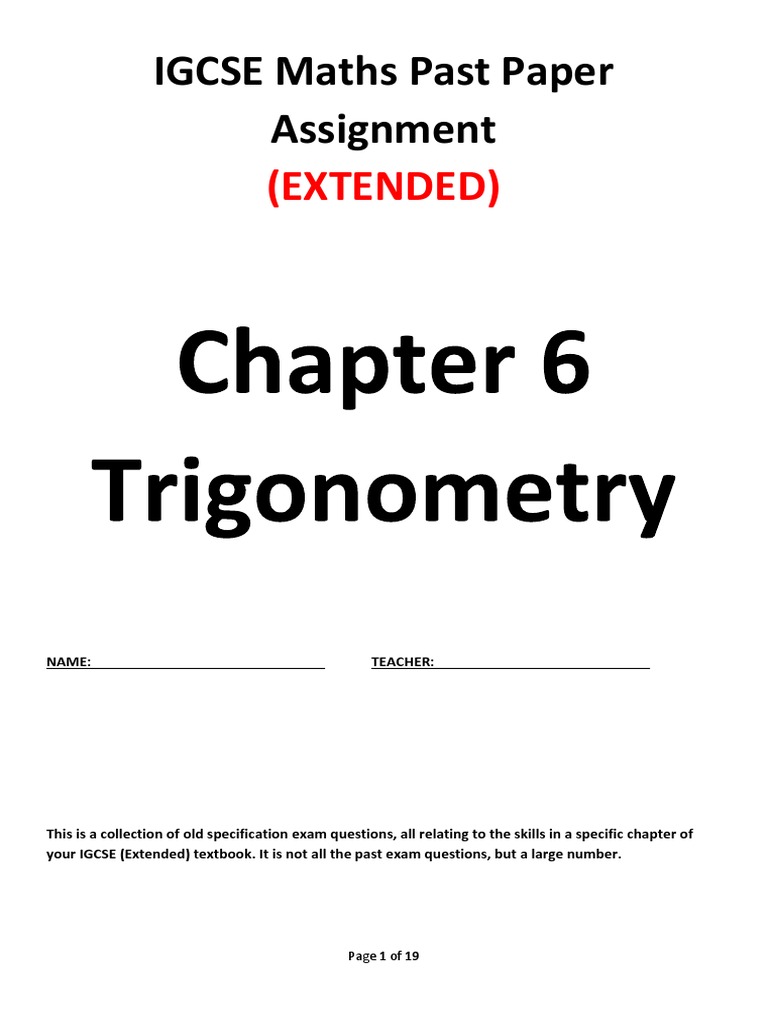 IGCSE Extended Maths Past Paper Collection | PDF