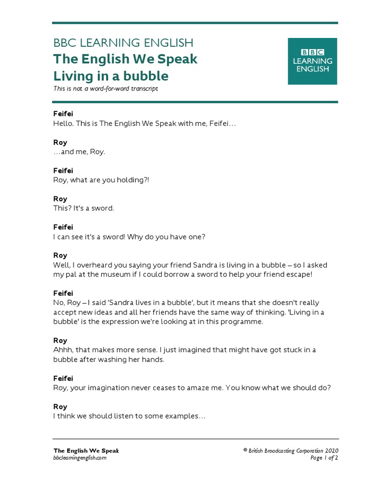 English Idiom: Living in a Bubble | PDF