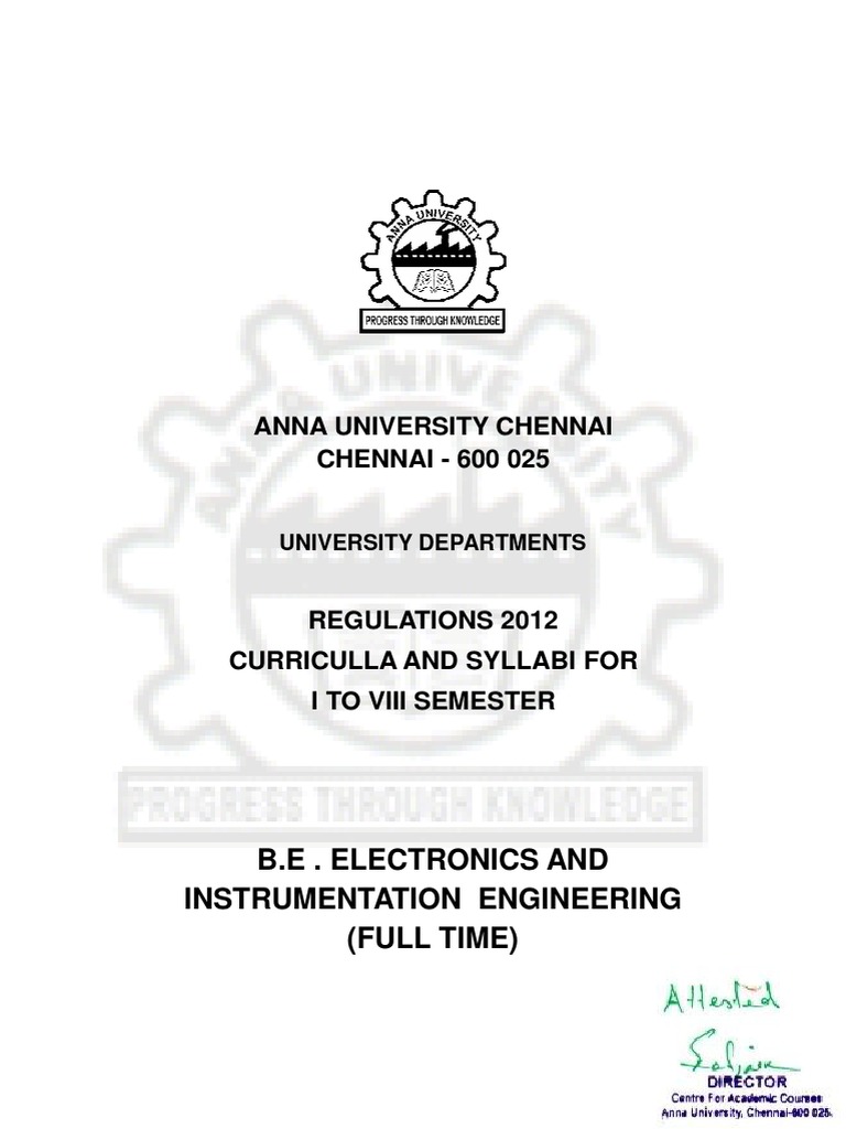 Anna University Chennai CHENNAI - 600 025: B.E - Electronics and ...