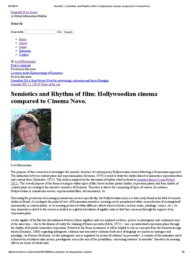 Semiotics And Rhythm Of Film Hollywoodia Pdf Semiotics Paradigm