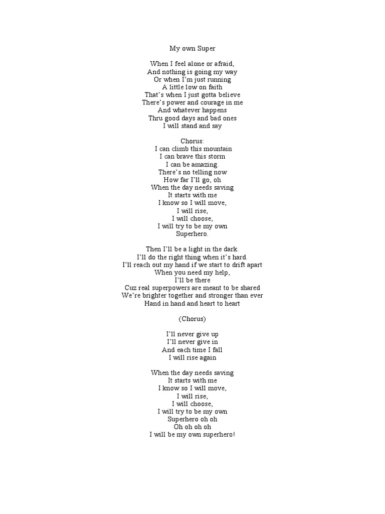 My Own Superhero | PDF