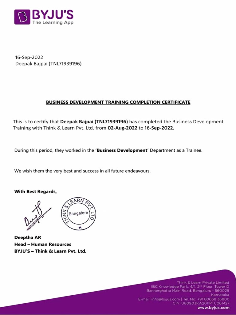 BDT Certificate | PDF