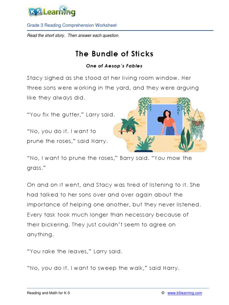 Grade 3 Story The Bundle of Sticks | PDF | Home & Garden