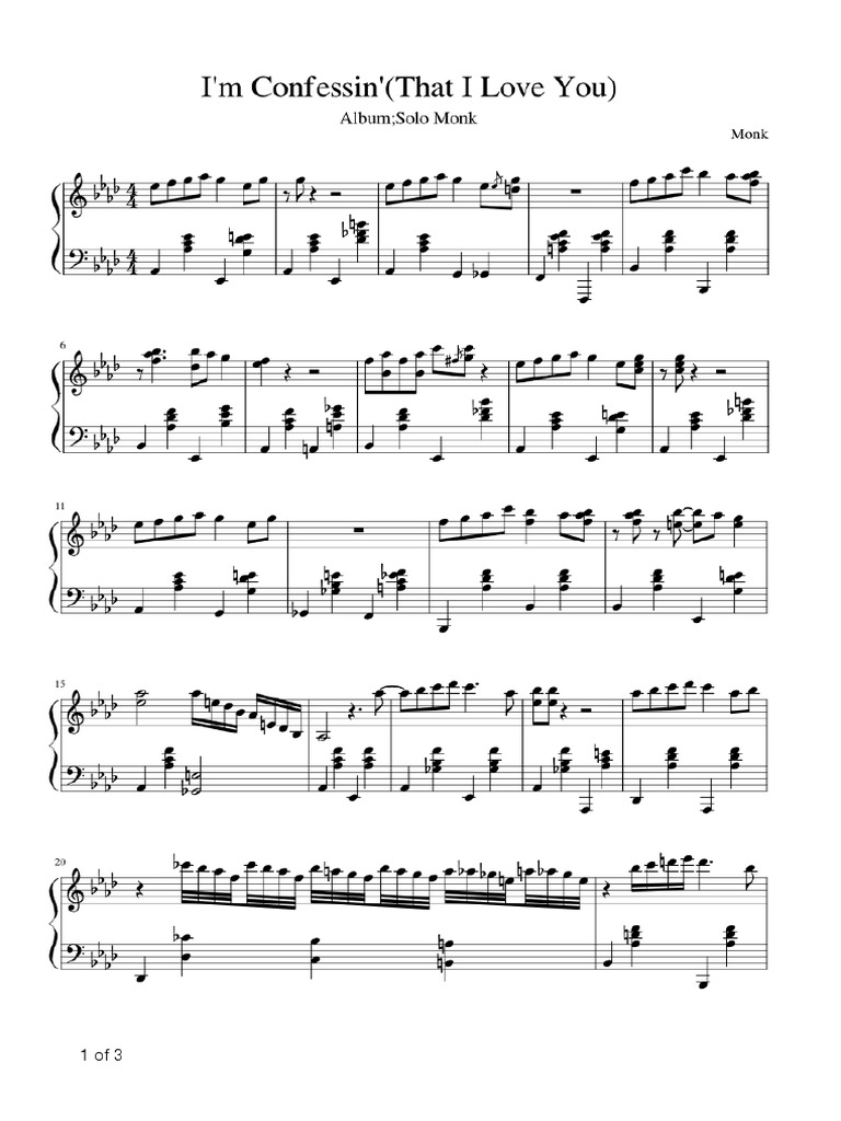 I'm Confessin' - Thelonious Monk | PDF